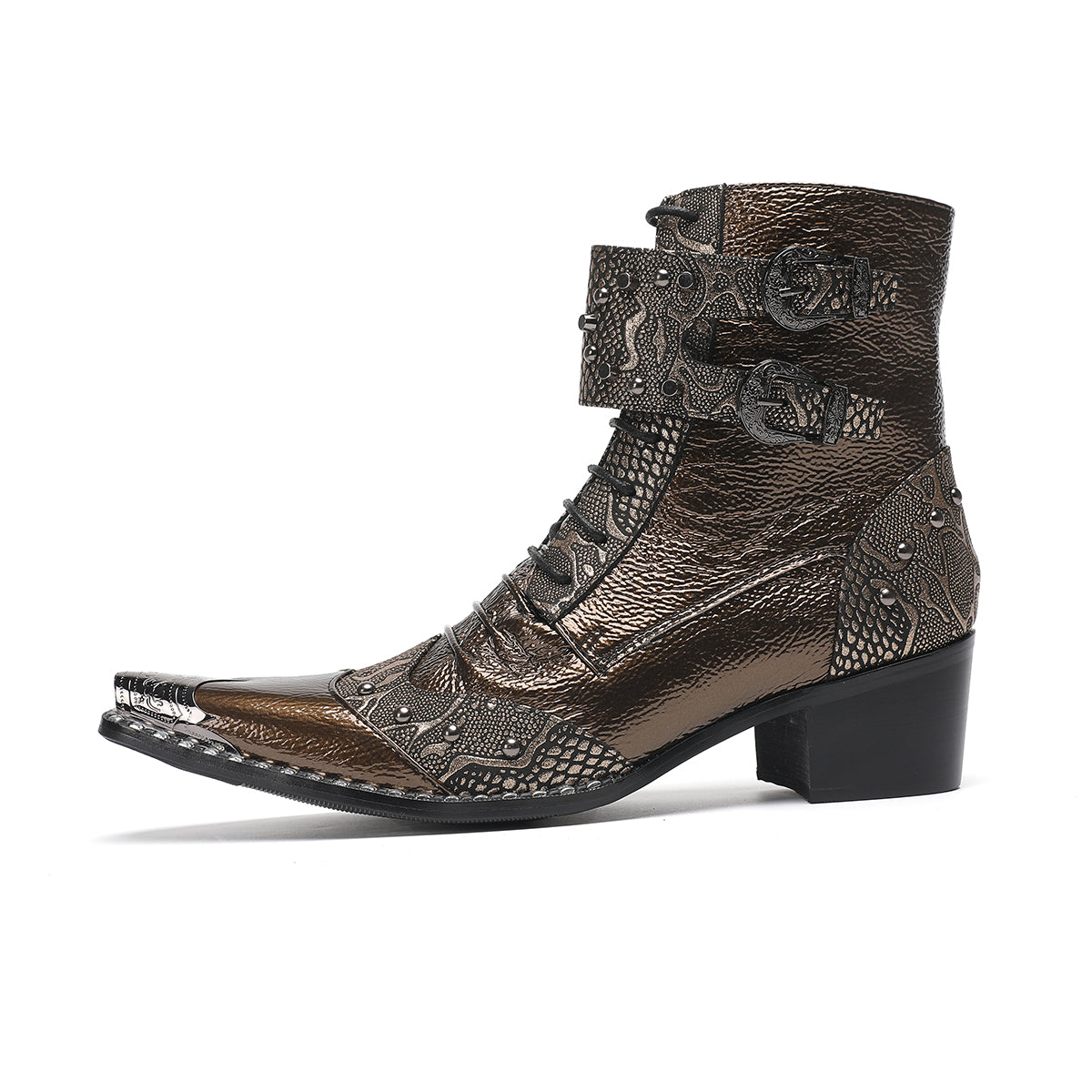 Metallic Retro Metal Tip Boots #4065｜Party Wear ｜DOLA SHOES – DolaShoes®