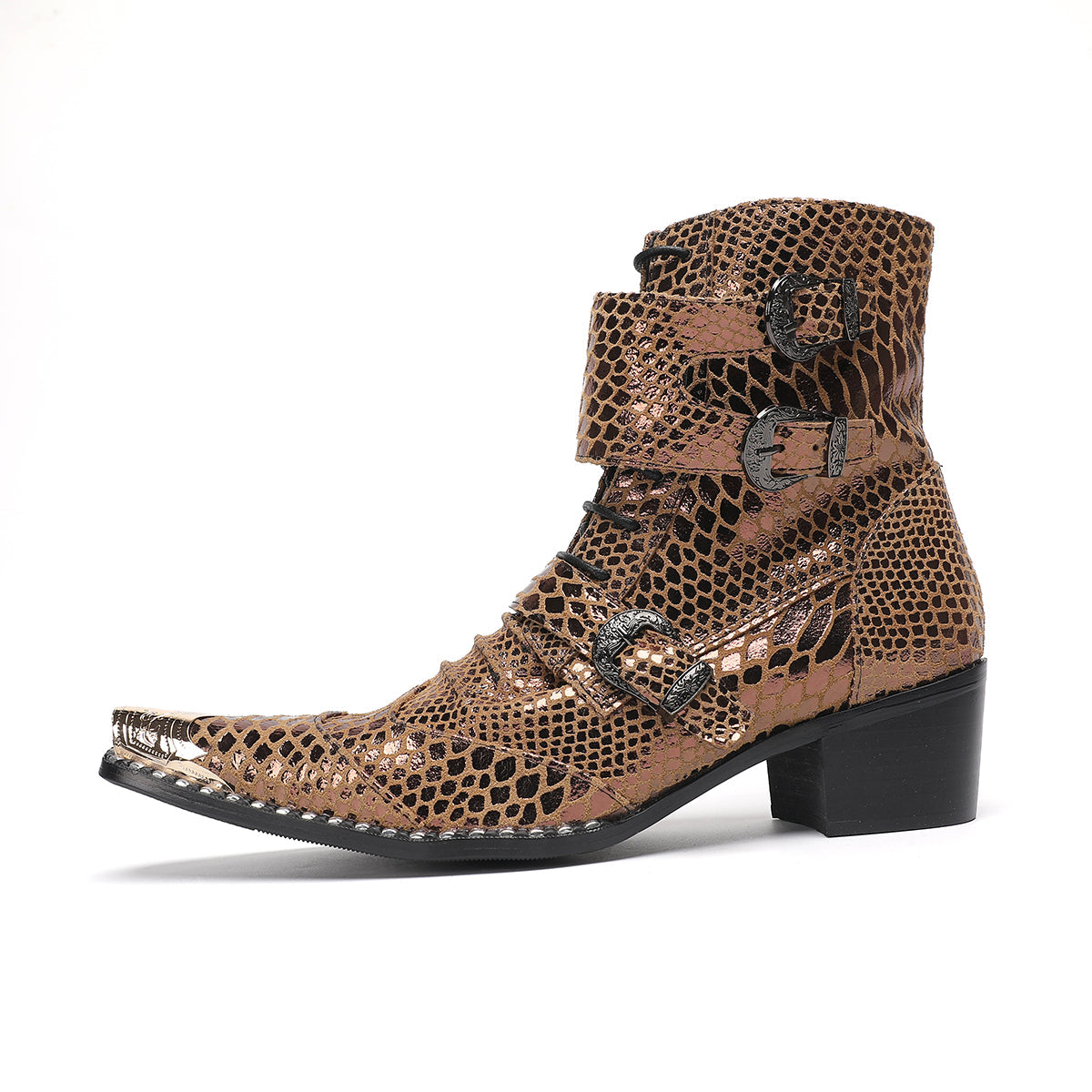 Snake Texture Metal Tip Boots #4068 | Party Wear | DOLA SHOES – DolaShoes®